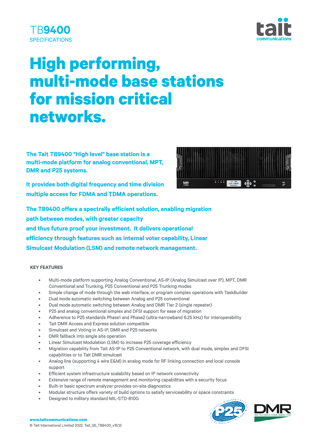 Tait Tb9444 Receiver Alpha Prime Communications